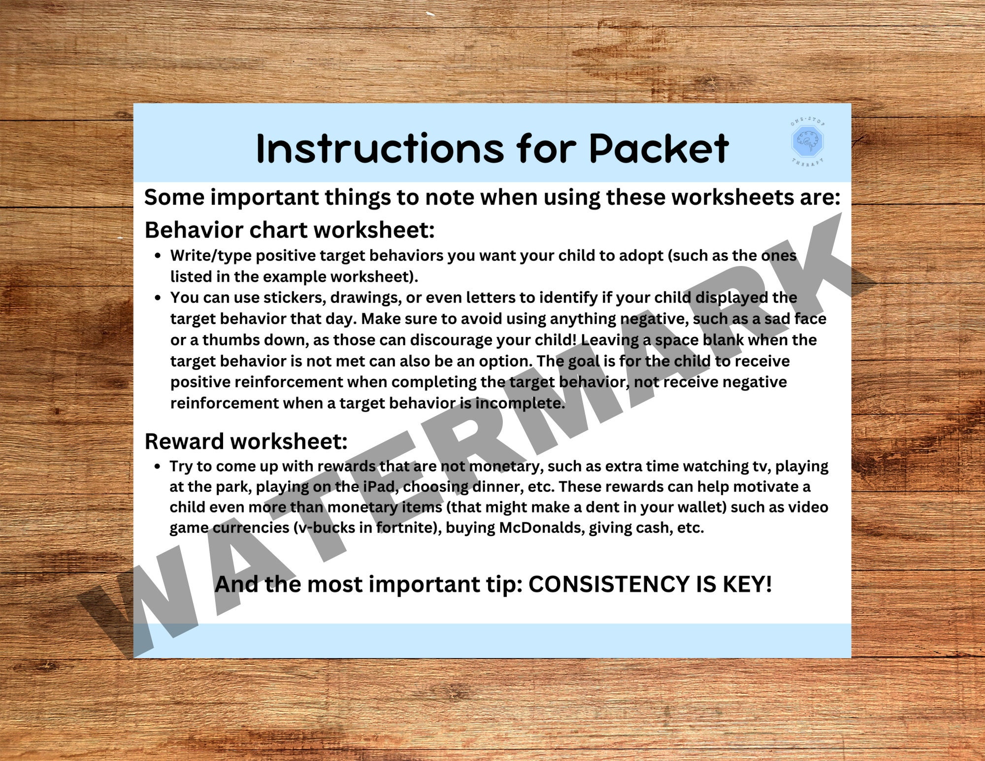 Behavior Chart and Rewards Packet for Children Printable Worksheet ...