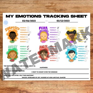 My Emotions Tracking Sheet for Children - Printable Worksheet - Mental ...