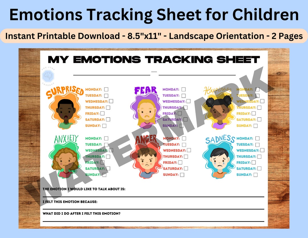 My Emotions Tracking Sheet for Children - Printable Worksheet - Mental ...