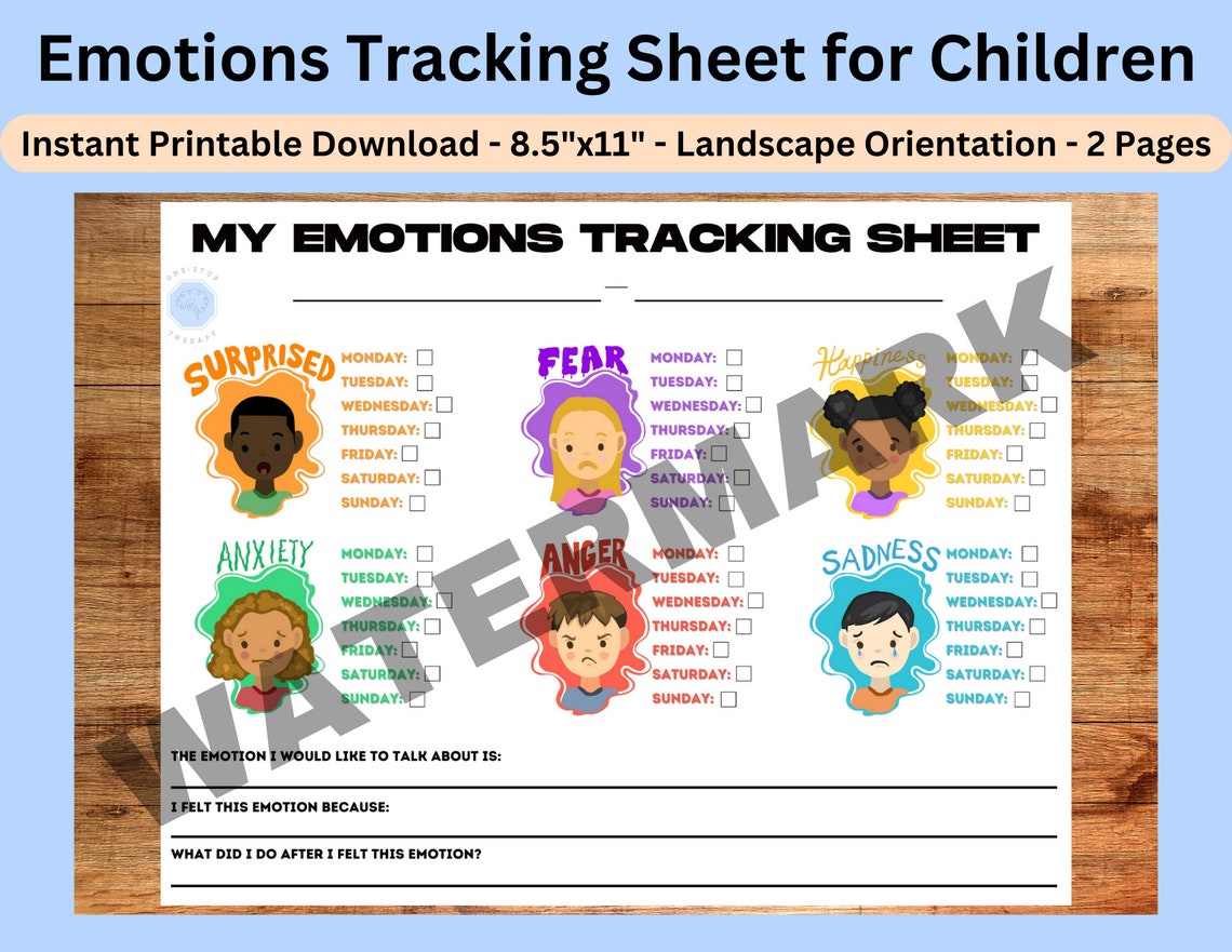 My Emotions Tracking Sheet for Children - Printable Worksheet - Mental ...