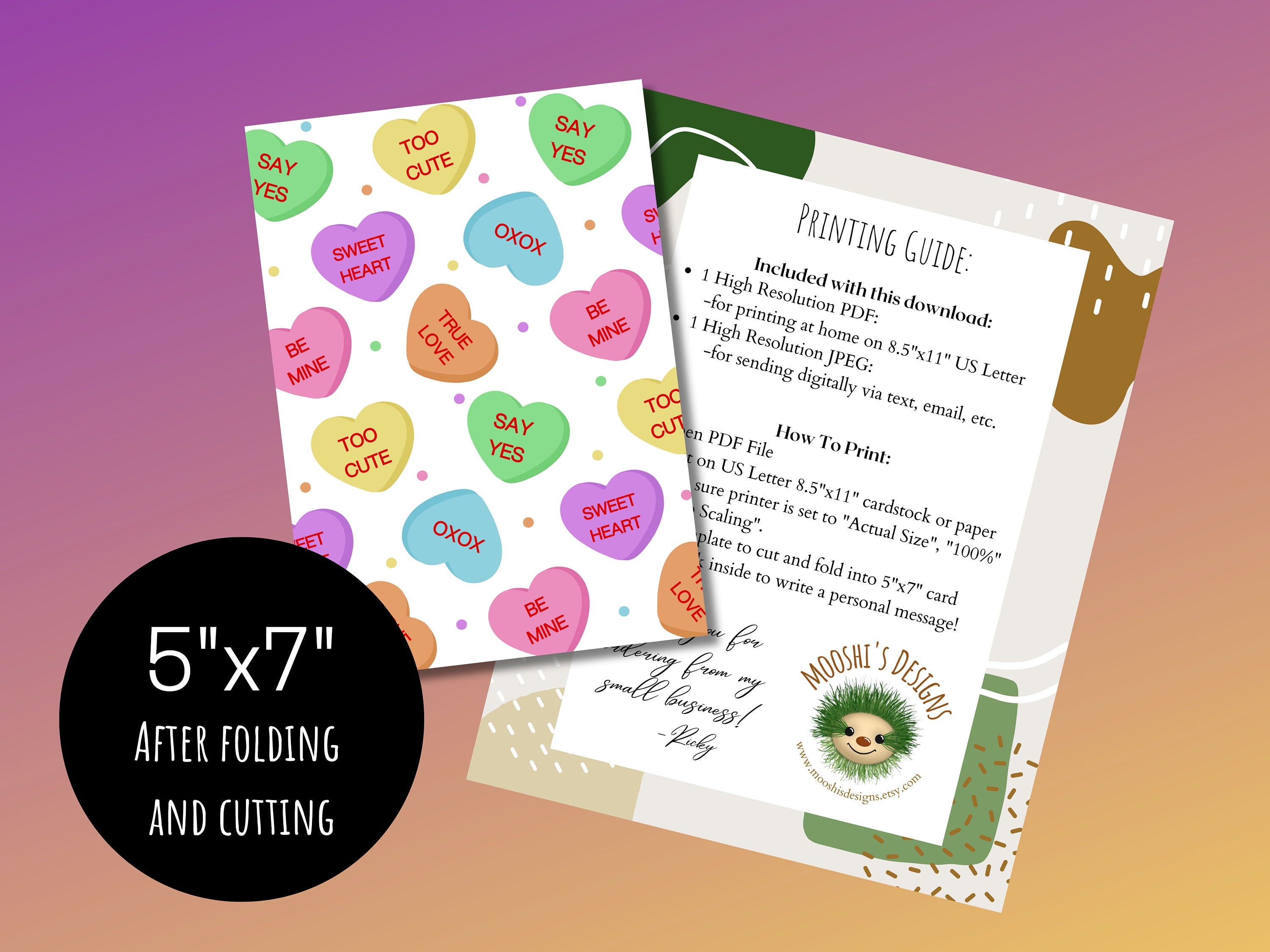 Printable Valentine's Day Candy Heart Card, Cute Sweetheart Message V ...