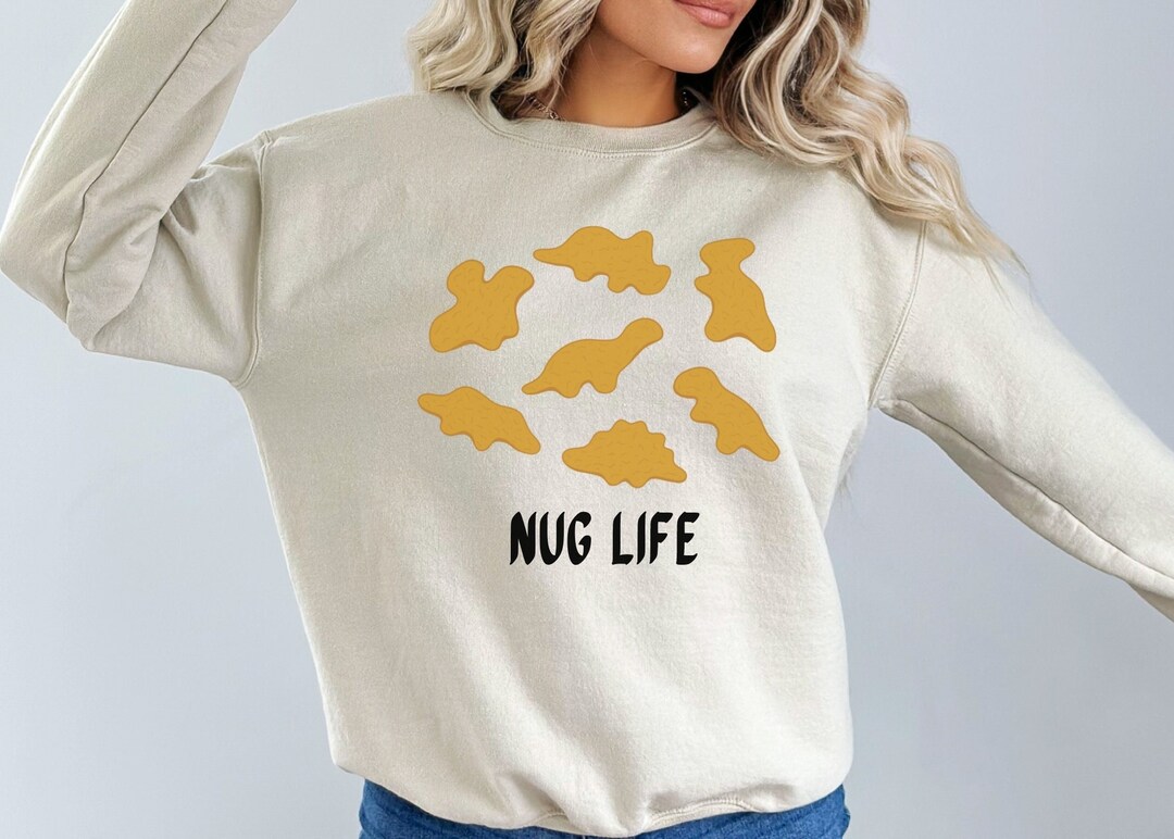 Dino Nuggets Crewneck Sweatshirt, Dinosaur Chicken Nugget Sweater ...