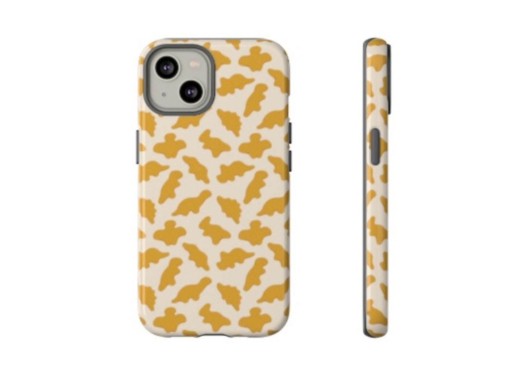 Dino Nugget Phone Case, Beige Cute Dinosaur Chicken Nugget Nostalgic ...