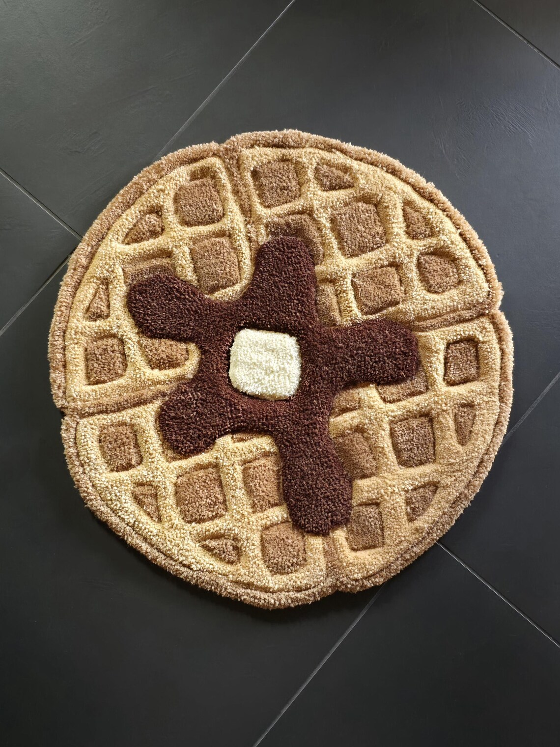 Handmade Waffle Tufted Rug, Cute Waffle Syrup Stack Home Decor, Funny ...