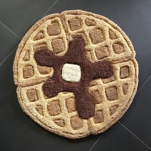 Handmade Waffle Tufted Rug, Cute Waffle Syrup Stack Home Decor, Funny ...