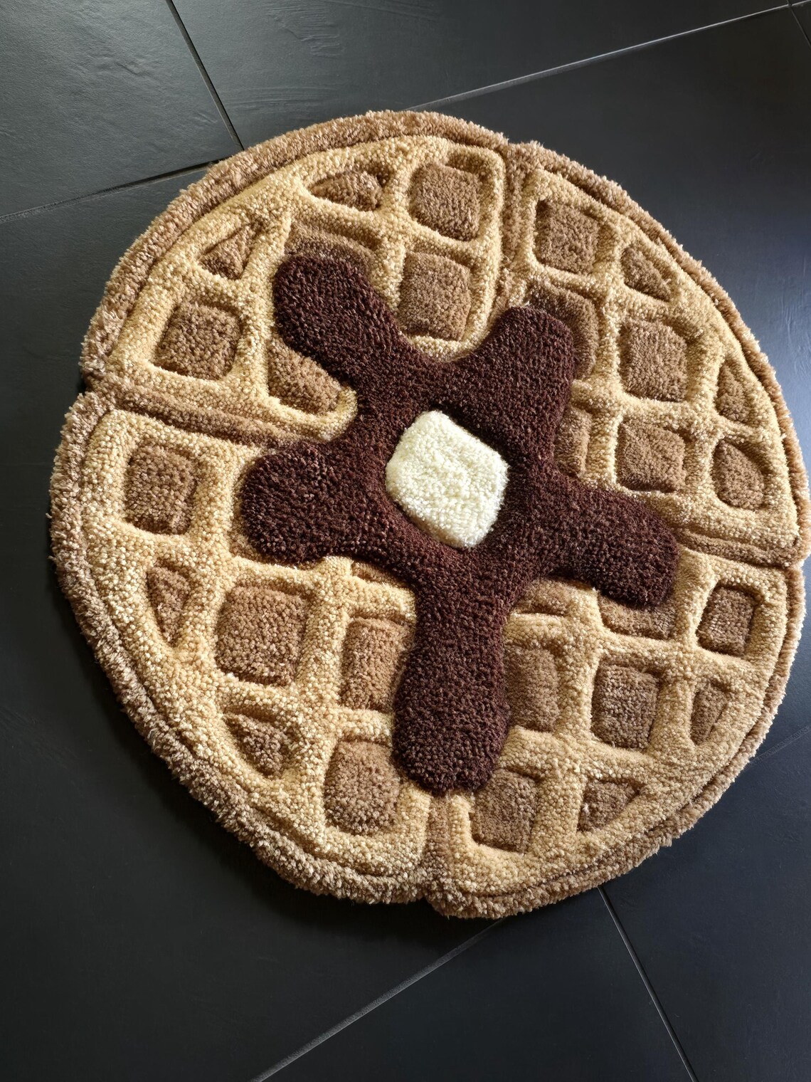 Handmade Waffle Tufted Rug, Cute Waffle Syrup Stack Home Decor, Funny ...