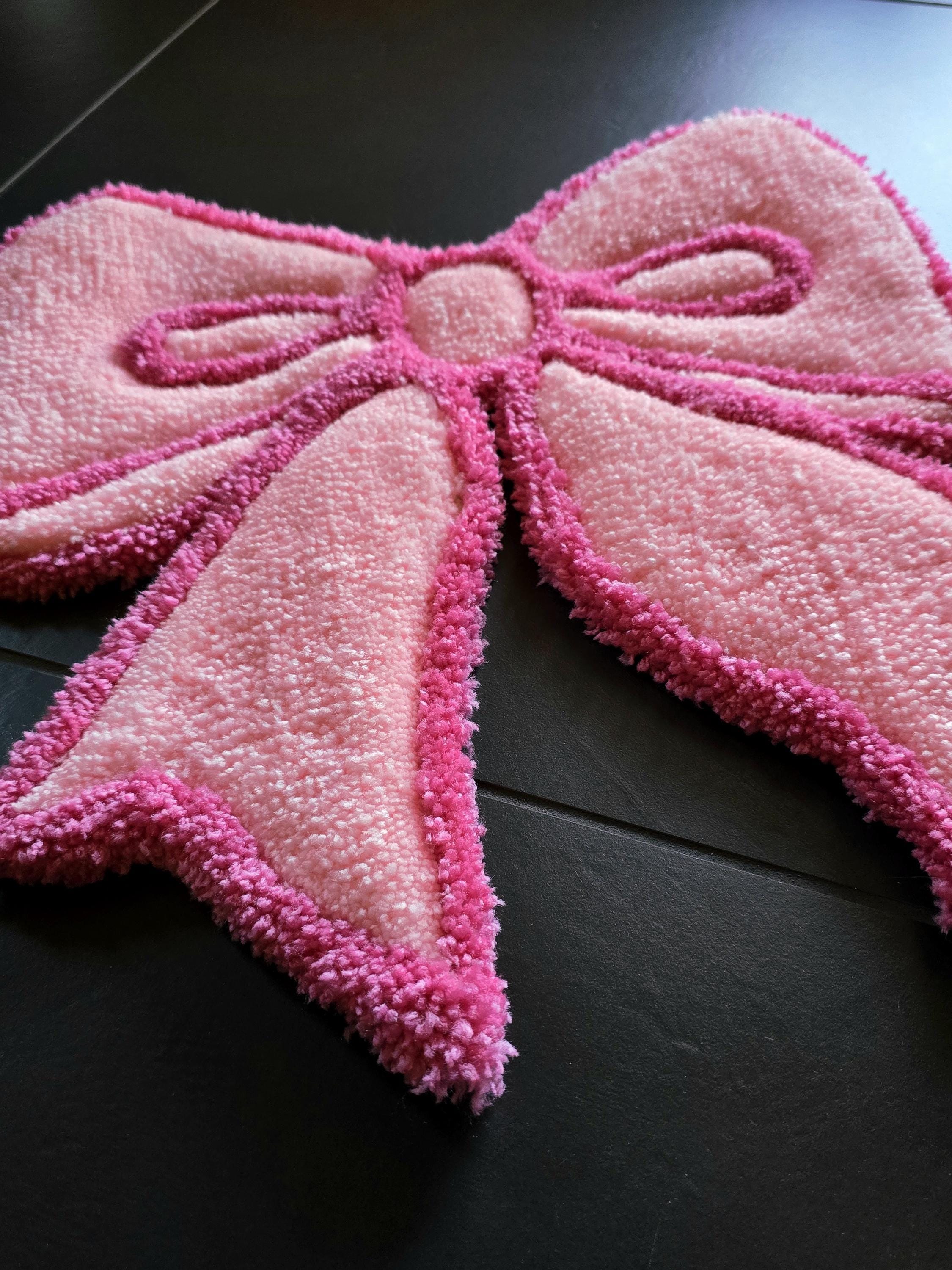 Handmade Pink Bow Tufted Rug, Cute Trendy Coquette Decor, Pastel Girly ...