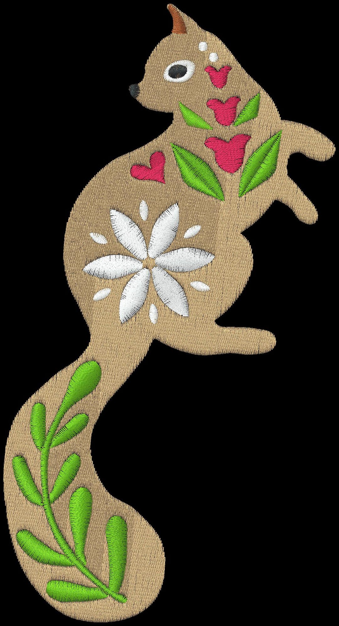 Motif, Floral Squirrel Machine Embroidery Design, 4 by 4 Hoop Size and ...