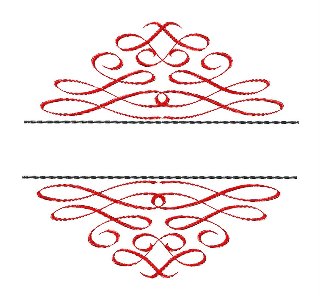 Calligraphic Flourish Split Monogram, Machine Embroidery Design- 4 by 4 ...