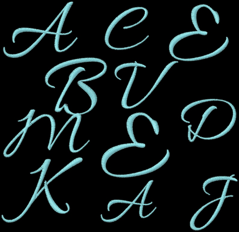 Allura Script Embroidery Font, Full Alphabet, PES, 4x4 Hoop (digital ...