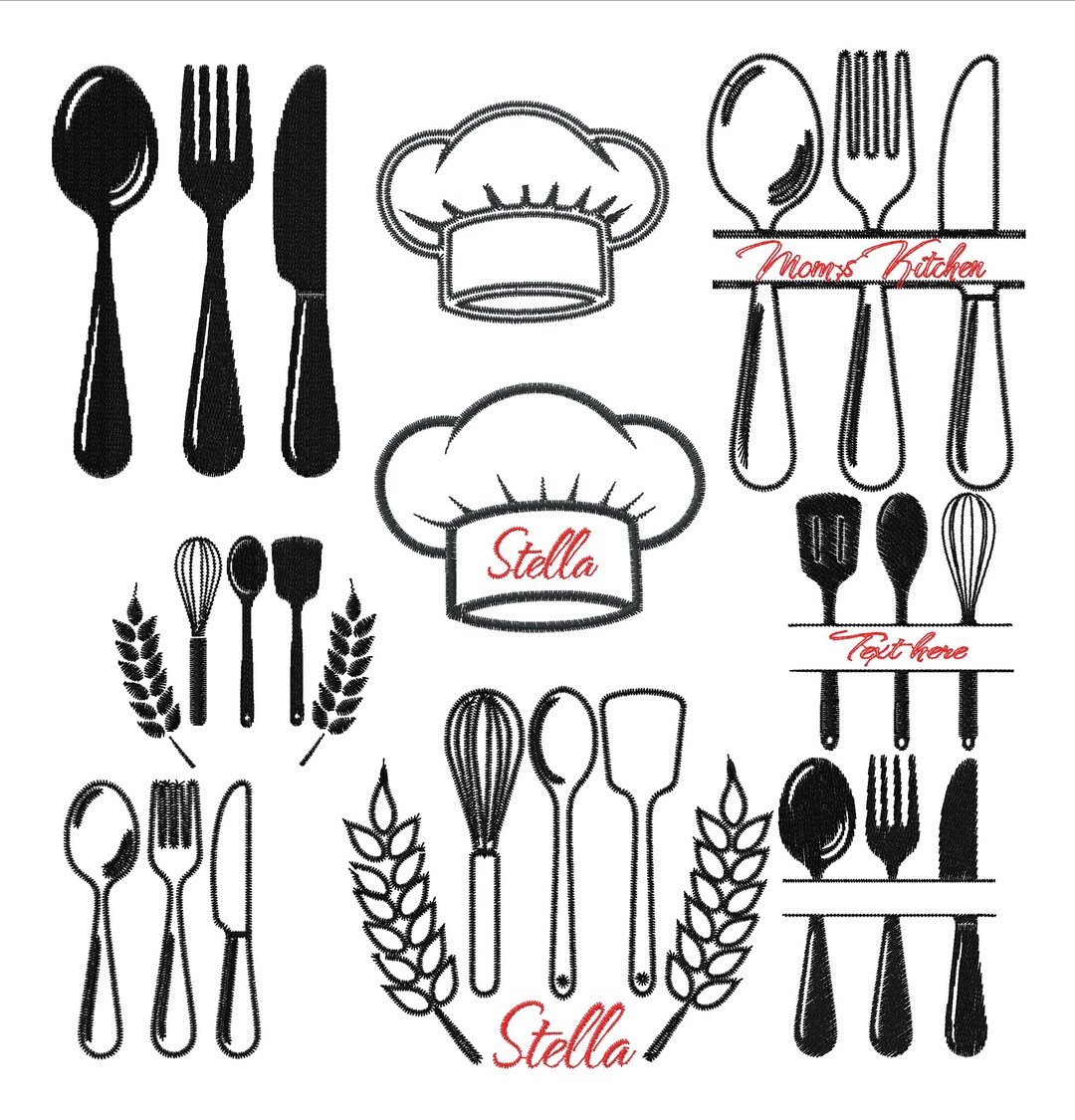 Kitchen Utensils Machine Embroidery Designs, 4x4 Hoop (PES) - Etsy