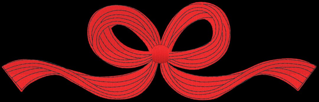 Ribbon Bow Machine Embroidery Design, Fill Stitch and Outlined Set of 2 ...