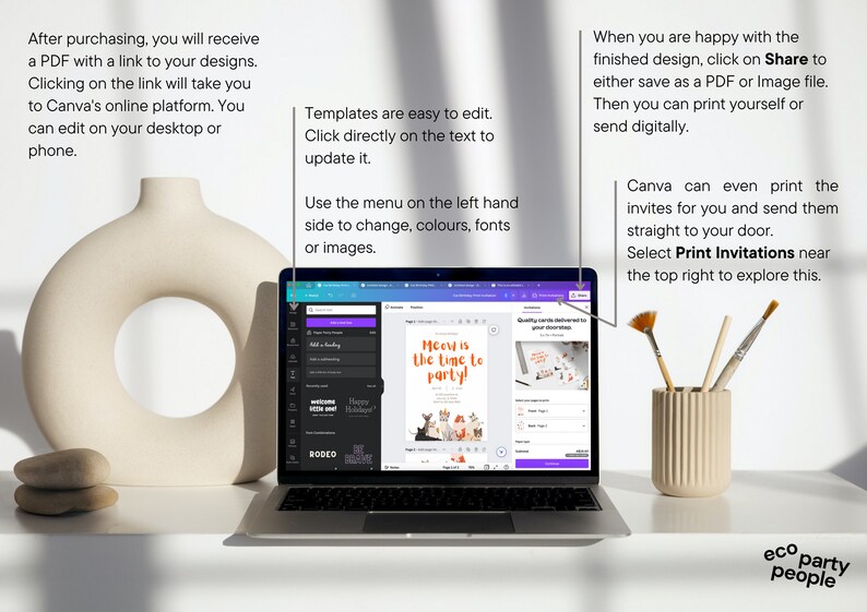 Meow is the Time to Party, Cat Birthday Invitation, Download and Edit Yourself Using Canva - Etsy