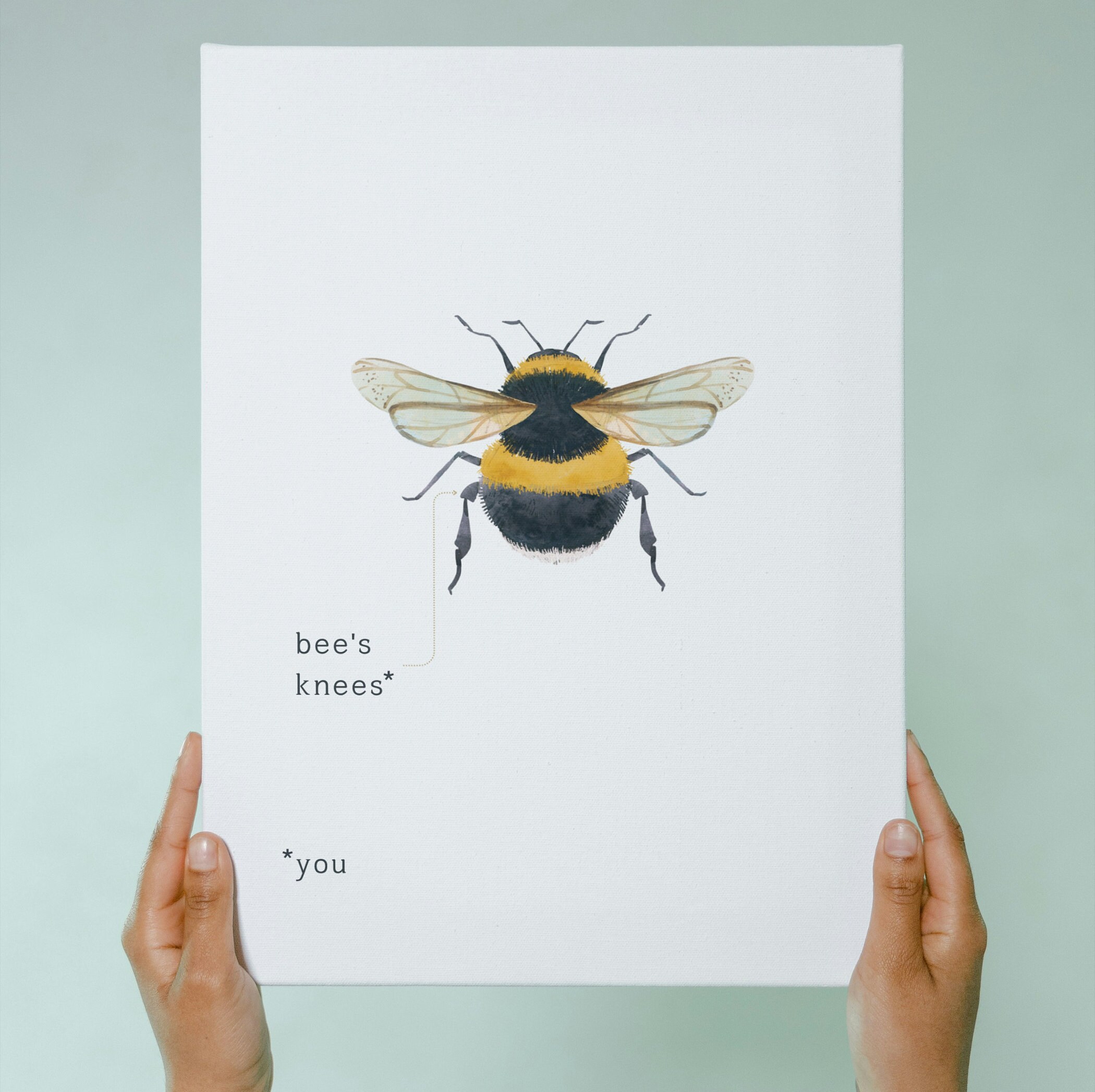 Bee's Knees Funny and Cute Pun Watercolour Artwork or Card - Bee Bug ...