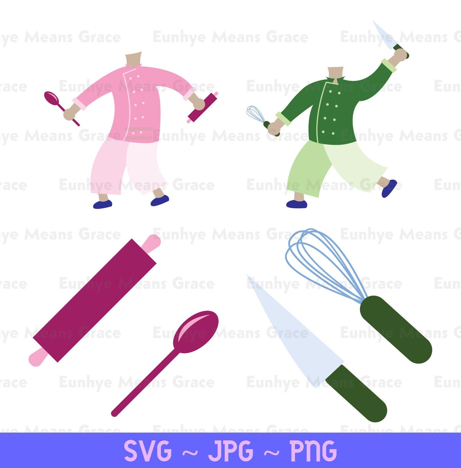 Cooking Chef SVG PNG JPG Bundle, Chef Body, Kitchen Utensils - Etsy