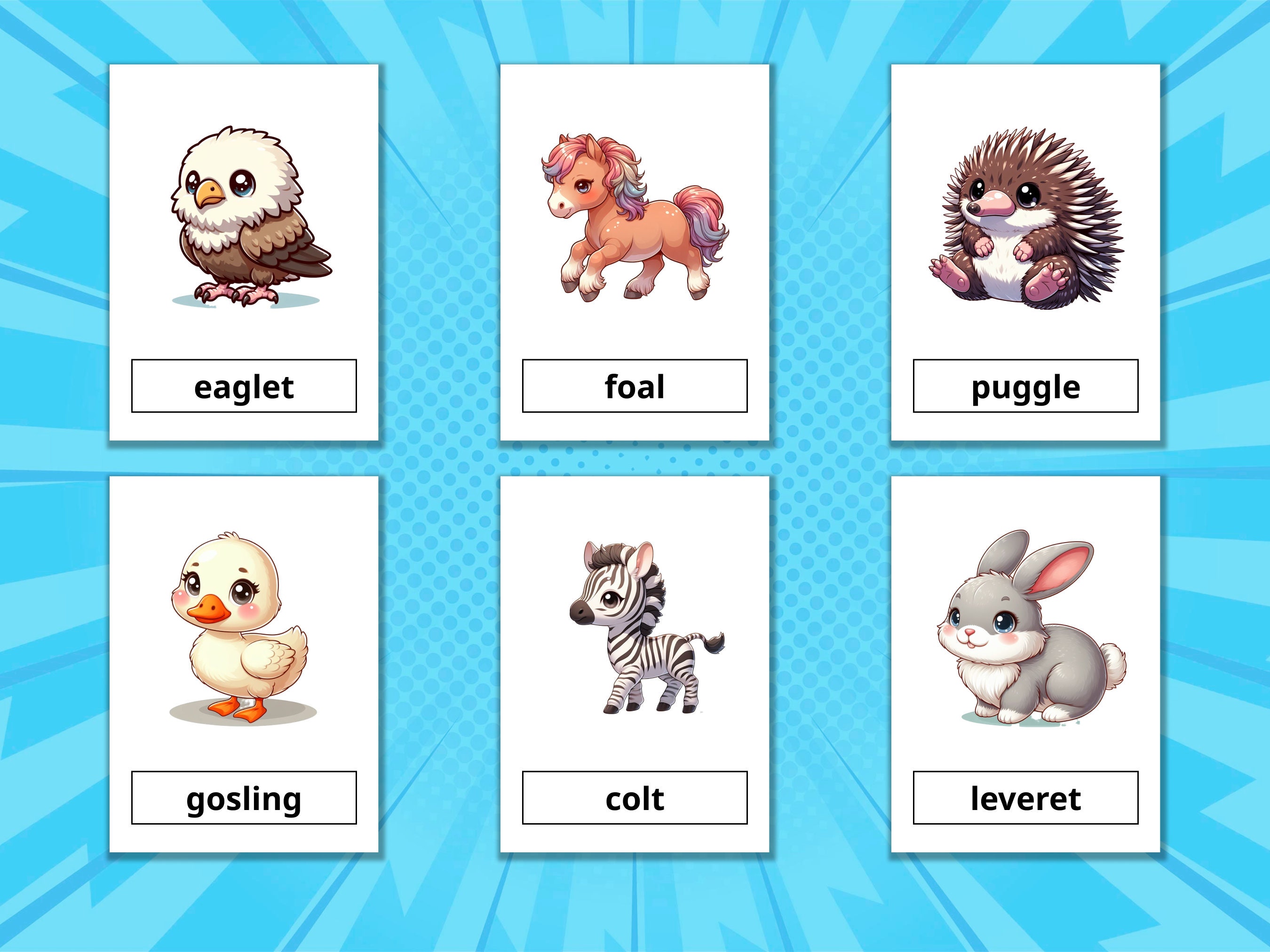 24 Baby Animals Flash Cards Printable for Kids montessori Cards ...