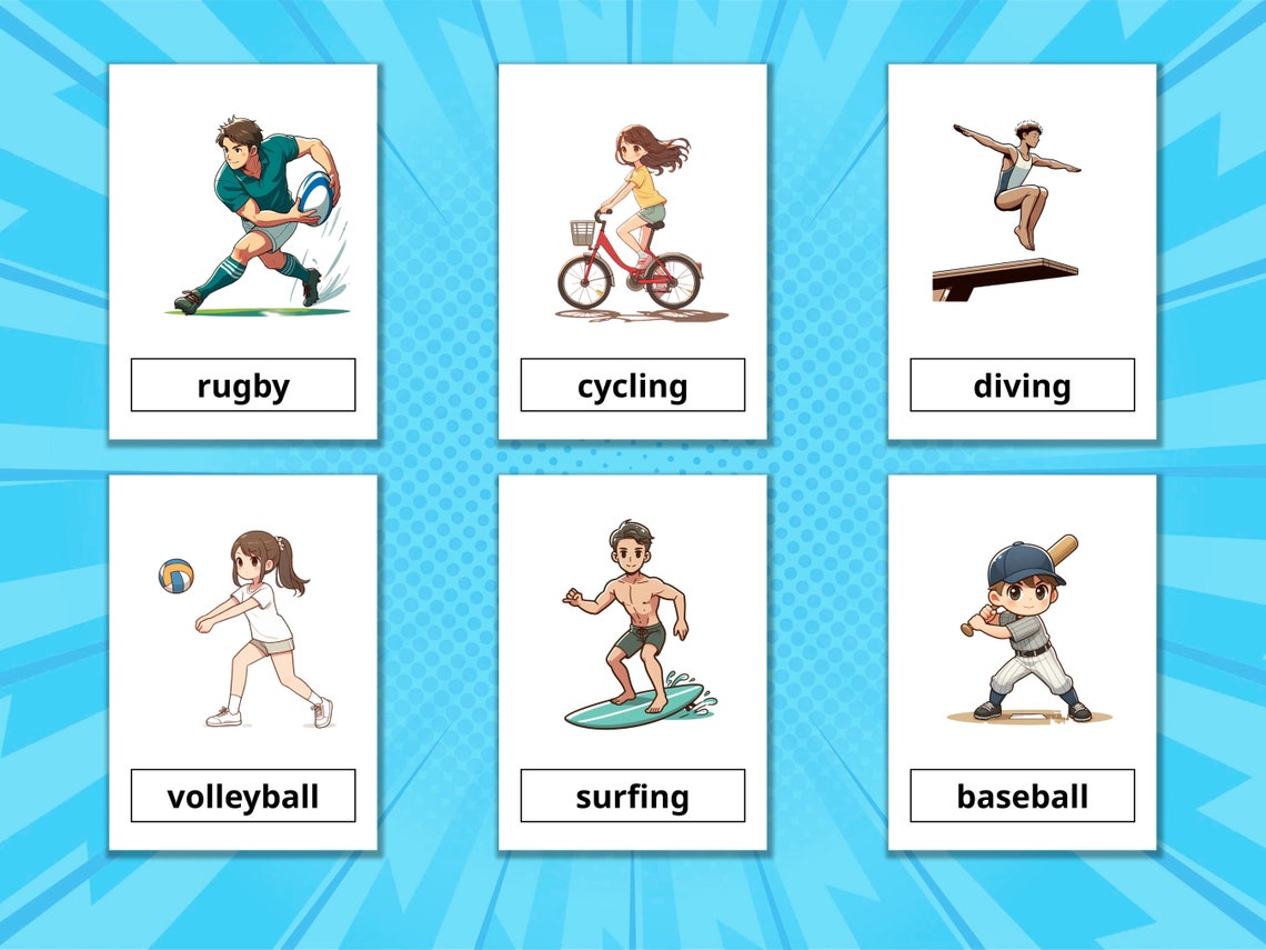 24 Sports Spectrum Flash Cards Printable for Kids (montessori Cards ...