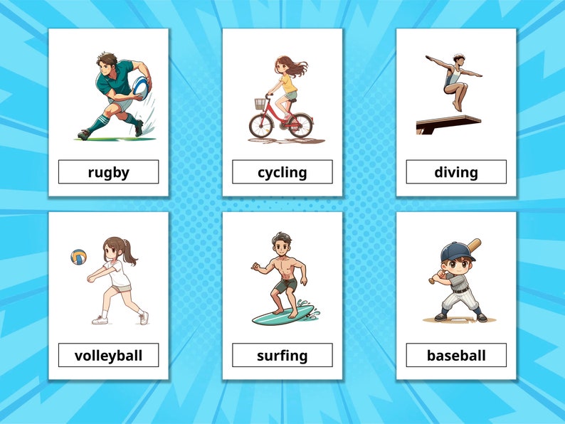 24 Sports Spectrum Flash Cards Printable for Kids (montessori Cards ...