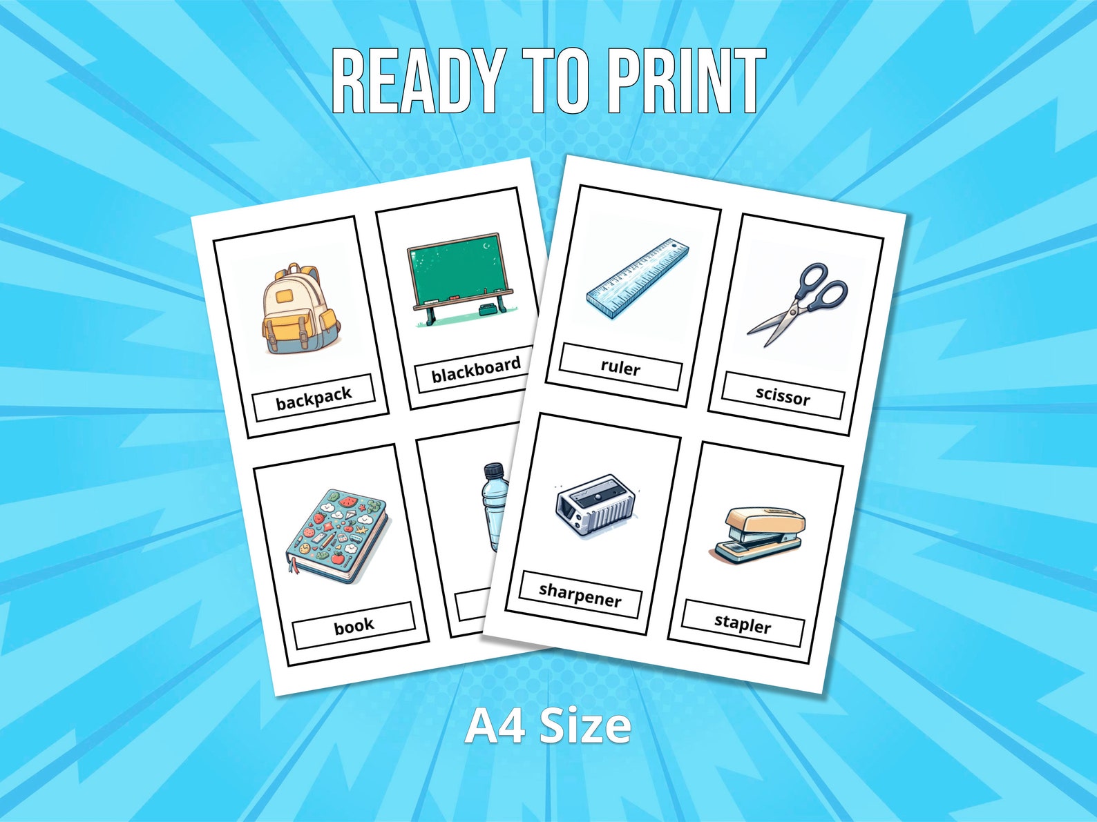 24 in the School Flash Cards Printable for Kids (montessori Cards ...