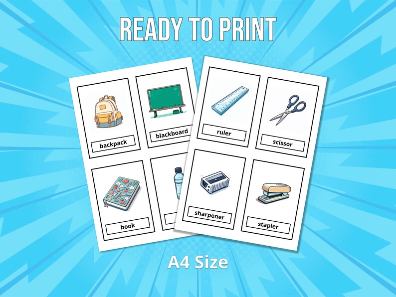 24 in the School Flash Cards Printable for Kids (montessori Cards ...