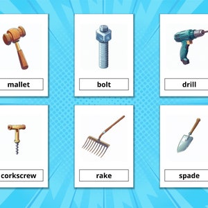 24 Warehouse Tools Flash Cards Printable for Kids (montessori Cards ...