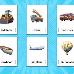 24 Vehicle Vision Flash Cards Printable for Kids (montessori Cards ...