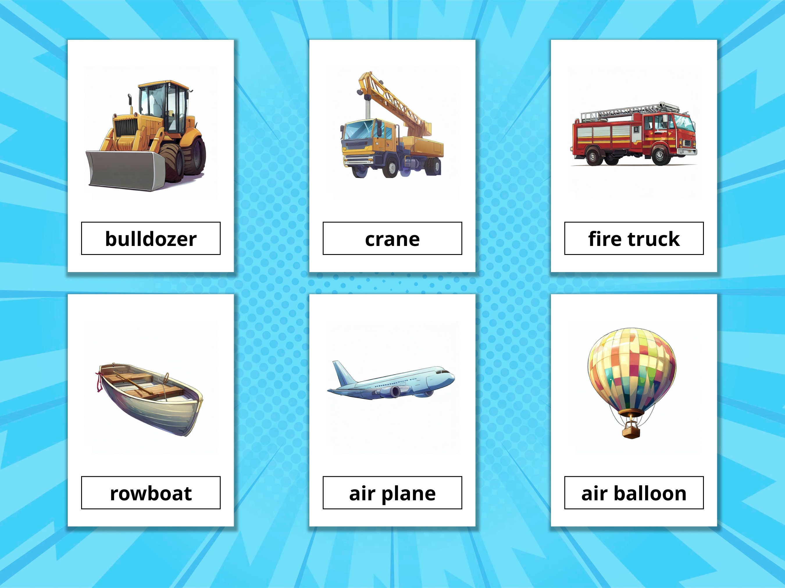 24 Vehicle Vision Flash Cards Printable for Kids (montessori Cards ...