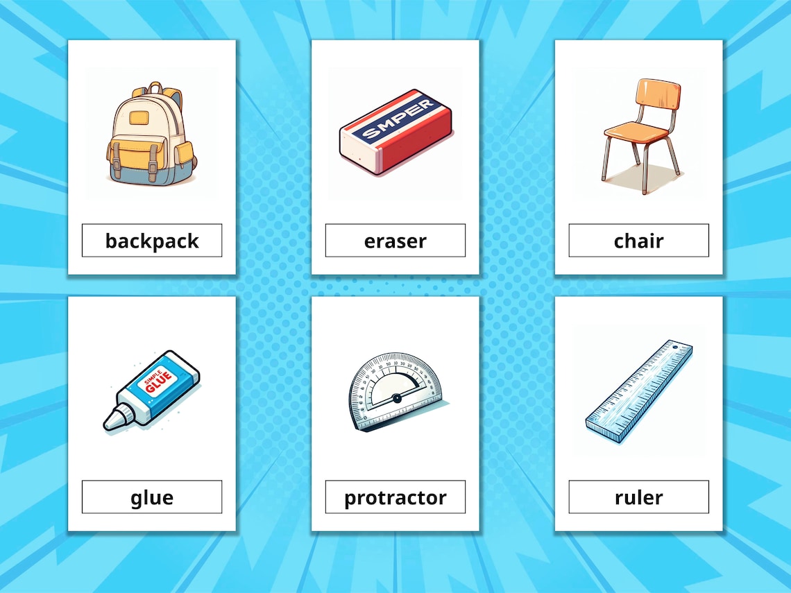 24 in the School Flash Cards Printable for Kids (montessori Cards ...