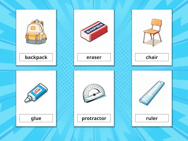 24 in the School Flash Cards Printable for Kids (montessori Cards ...