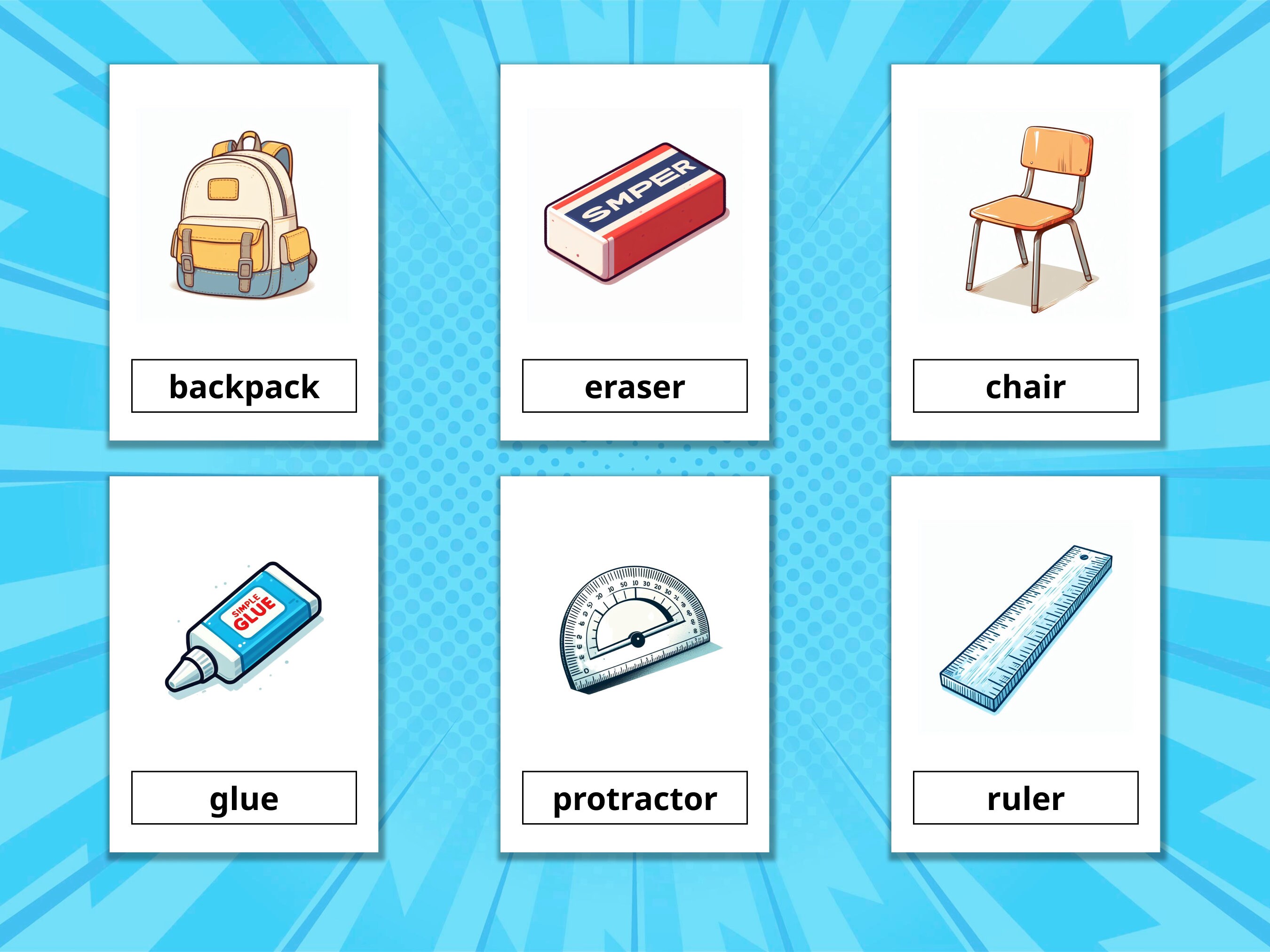 24 in the School Flash Cards Printable for Kids (montessori Cards ...