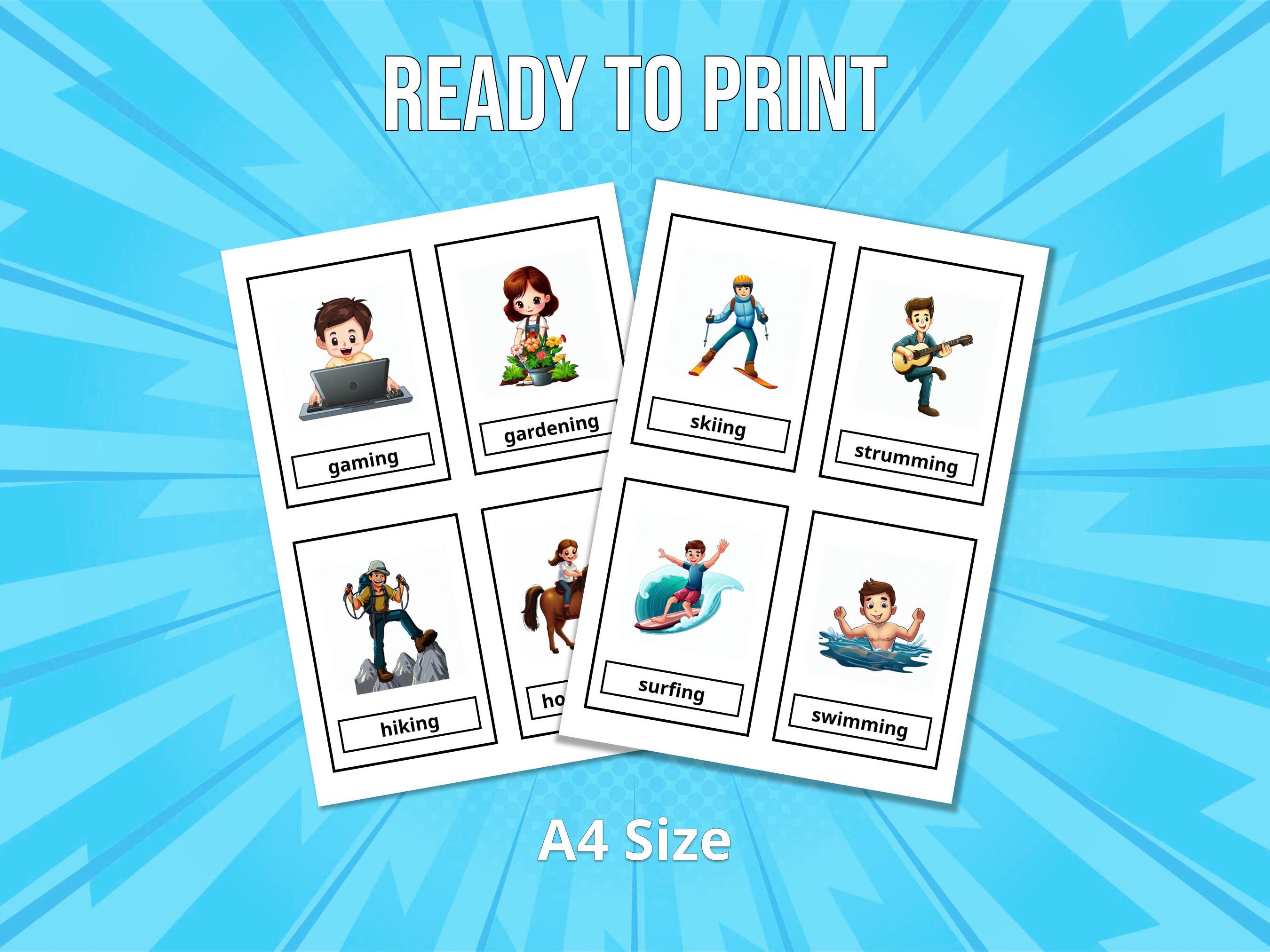 24 Hobby Quest Flash Cards Printable for Kids montessori Cards ...