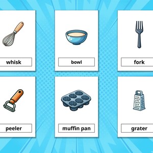 48 Kitchen Equipment Flash Cards Printable for Kids (montessori Cards ...