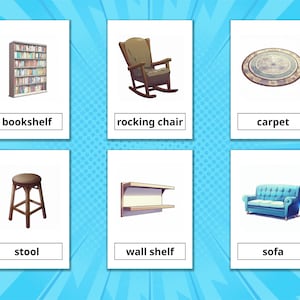 24 Home Furnitures Flash Cards Printable for Kids (montessori Cards ...