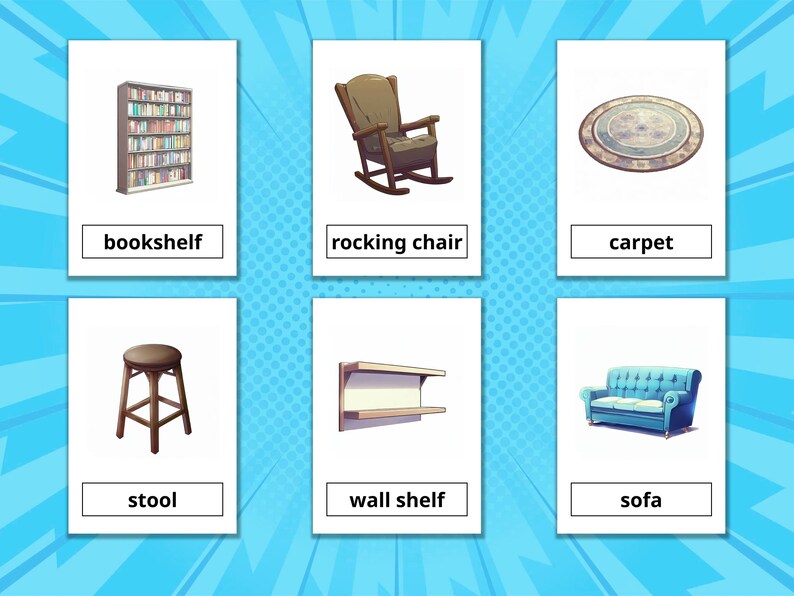 24 Home Furnitures Flash Cards Printable for Kids (montessori Cards ...