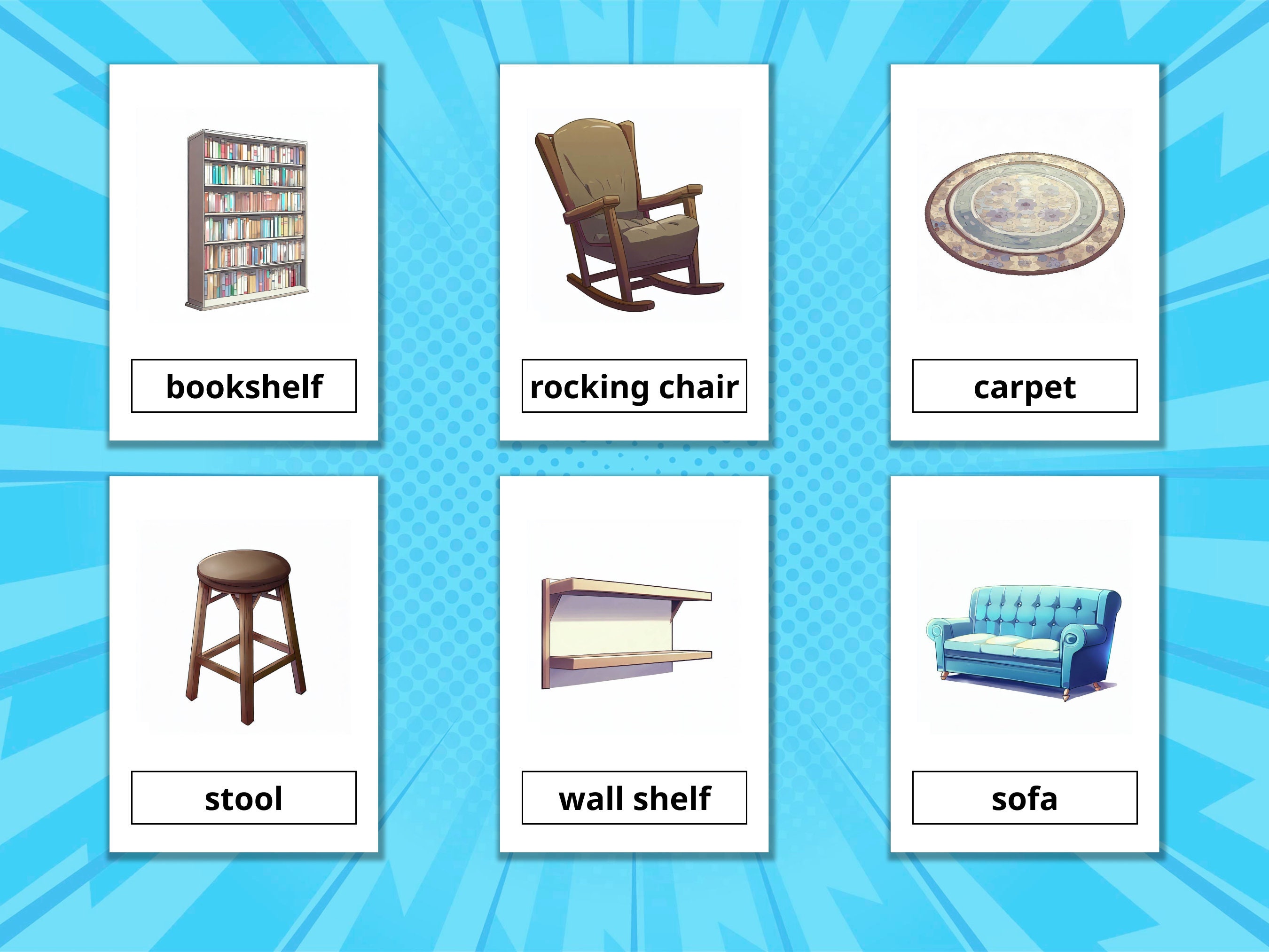 24 Home Furnitures Flash Cards Printable for Kids (montessori Cards ...