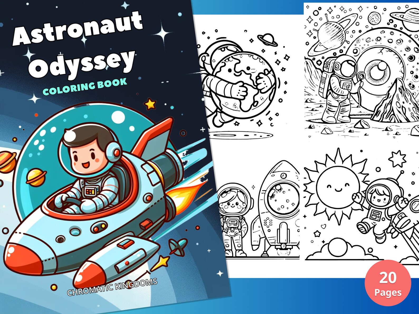 20 Astronaut Odyssey Coloring Page Book for Adult Kid Instant Download ...