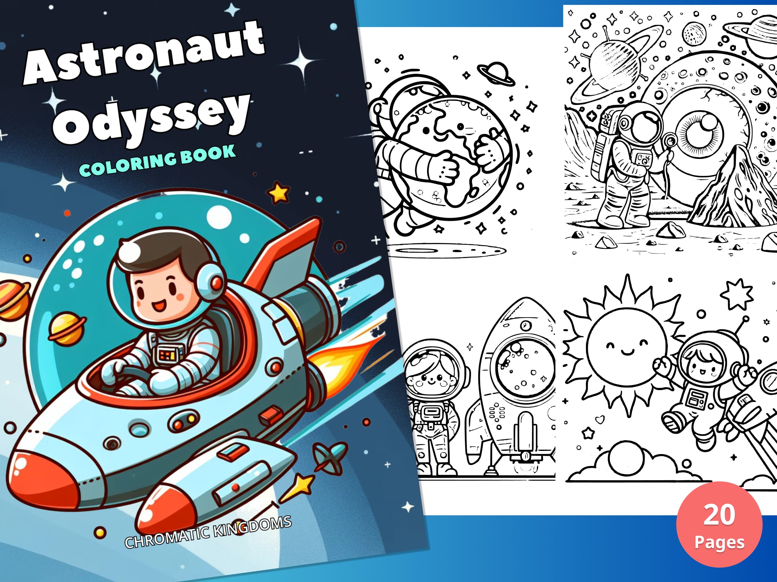 20 Astronaut Odyssey Coloring Page Book for Adult Kid Instant Download ...