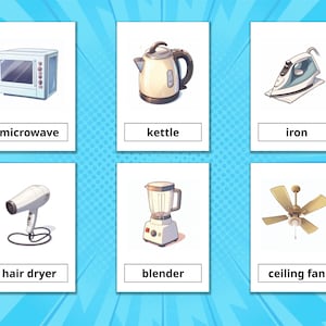 24 Home Appliances Flash Cards Printable for Kids montessori Cards ...