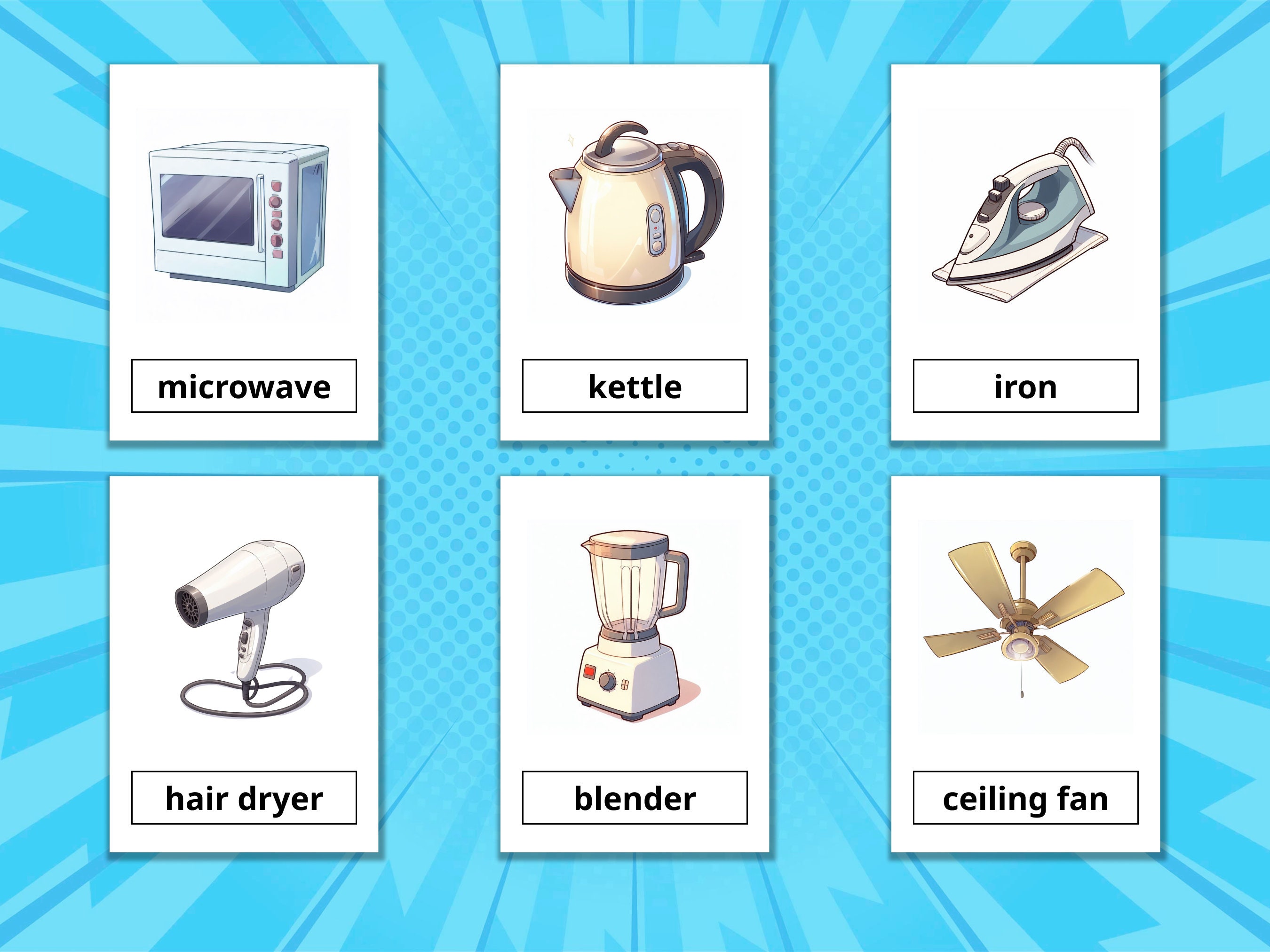 24 Home Appliances Flash Cards Printable for Kids montessori Cards ...