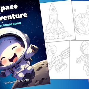 20 Space Adventure Coloring Page Book for Adult Kid Instant Download ...