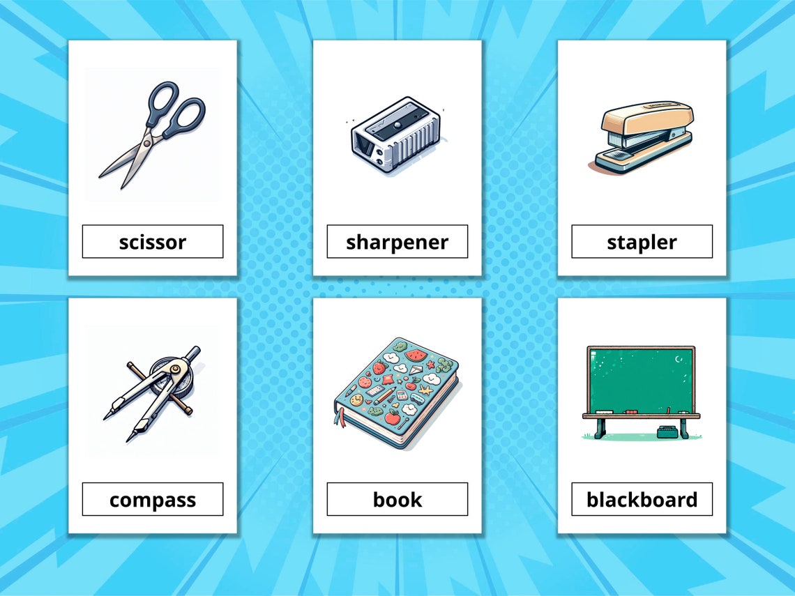 24 in the School Flash Cards Printable for Kids (montessori Cards ...