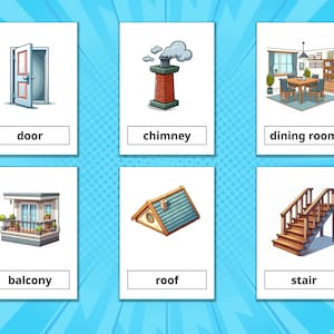 24 House Parts Flash Cards Printable for Kids (montessori Cards ...
