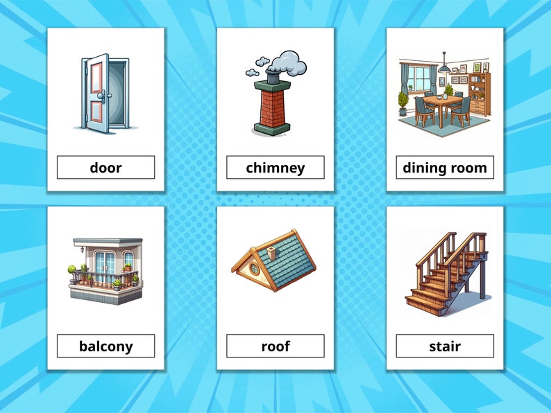 24 House Parts Flash Cards Printable for Kids (montessori Cards ...