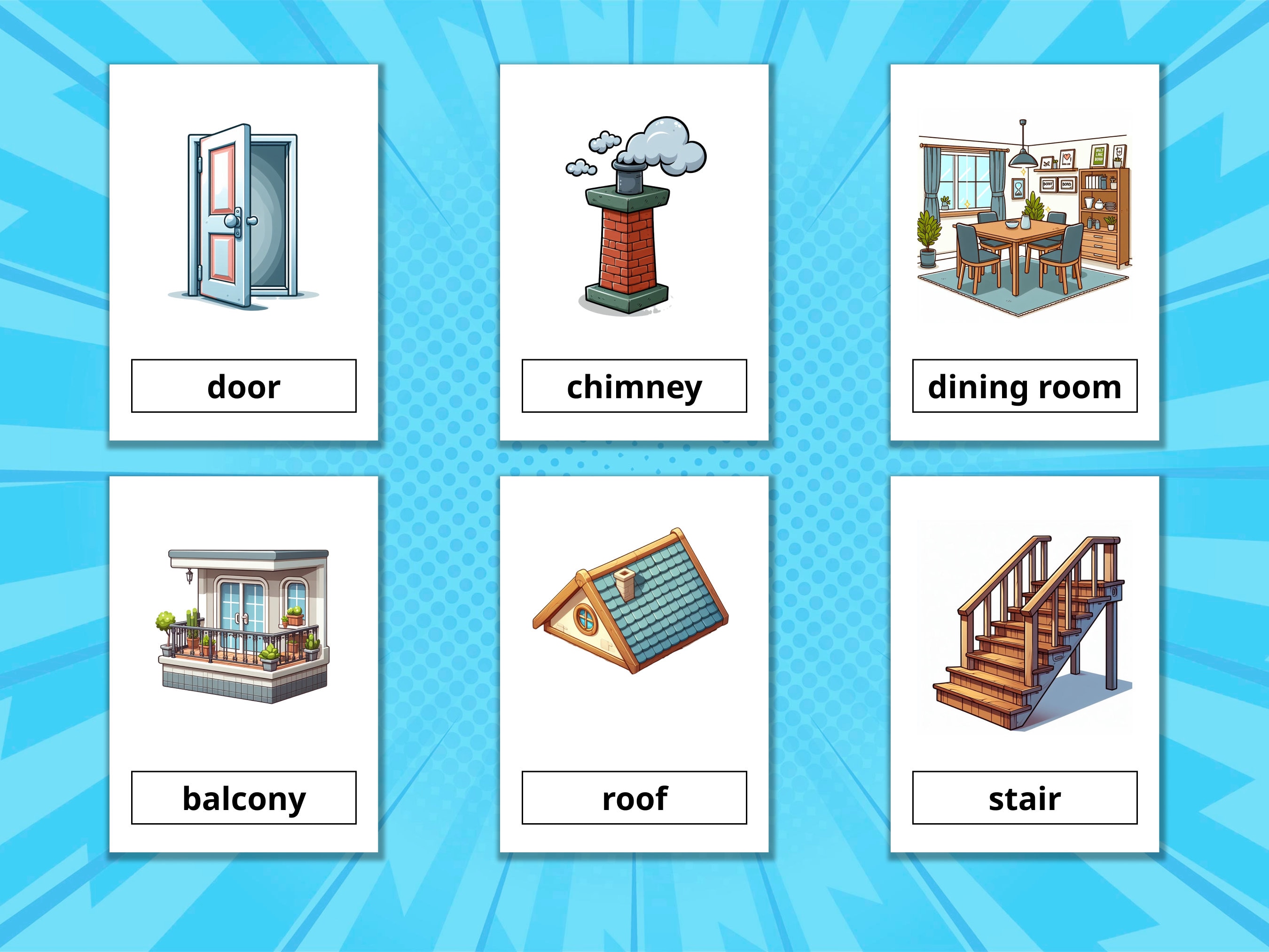 24 House Parts Flash Cards Printable for Kids (montessori Cards ...