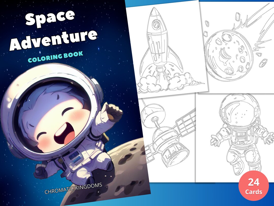 20 Space Adventure Coloring Page Book for Adult Kid Instant - Etsy
