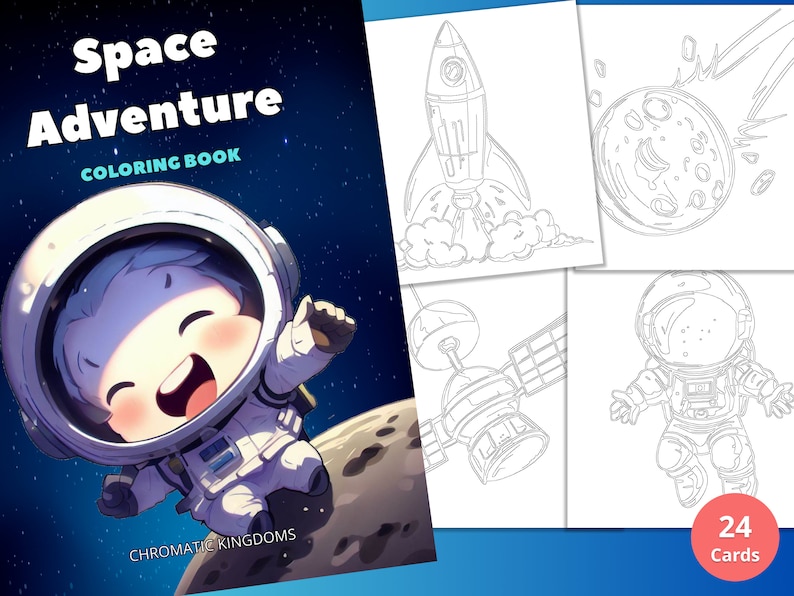 20 Space Adventure Coloring Page Book for Adult Kid Instant - Etsy