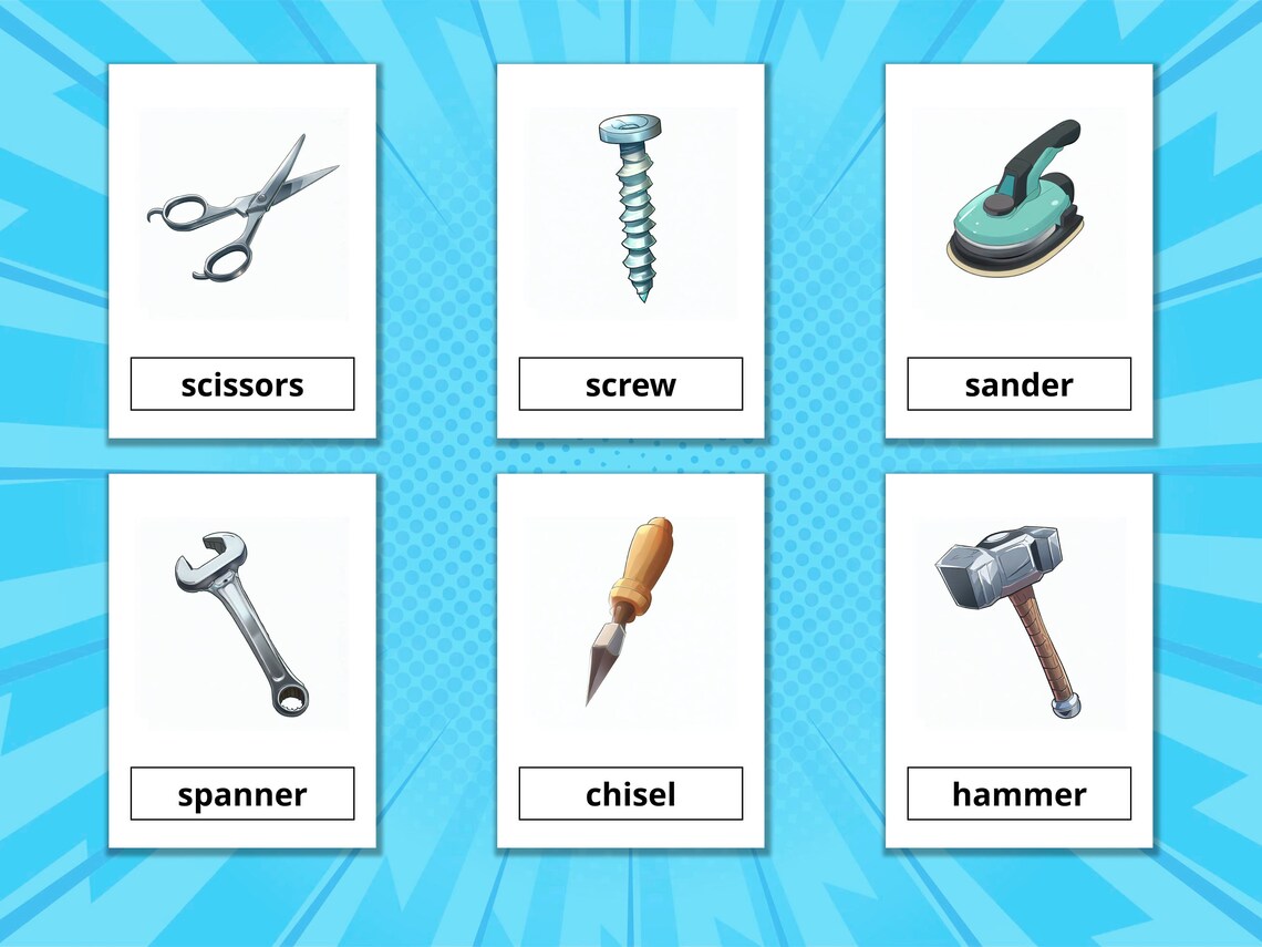 24 Warehouse Tools Flash Cards Printable for Kids (montessori Cards ...