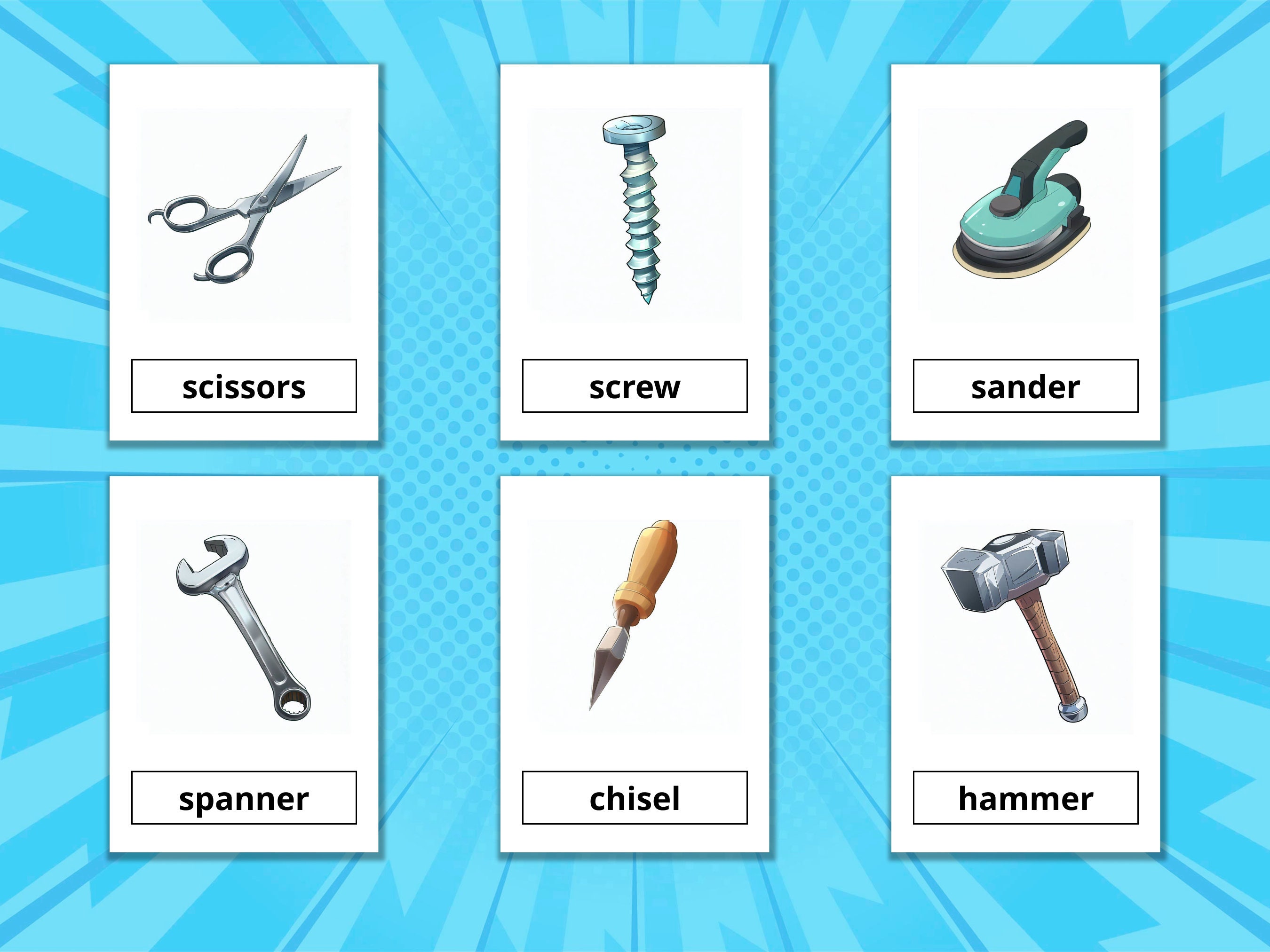 24 Warehouse Tools Flash Cards Printable for Kids (montessori Cards ...