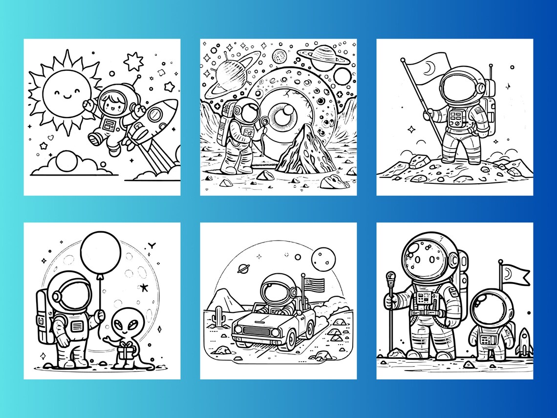 20 Astronaut Odyssey Coloring Page Book for Adult Kid Instant Download ...