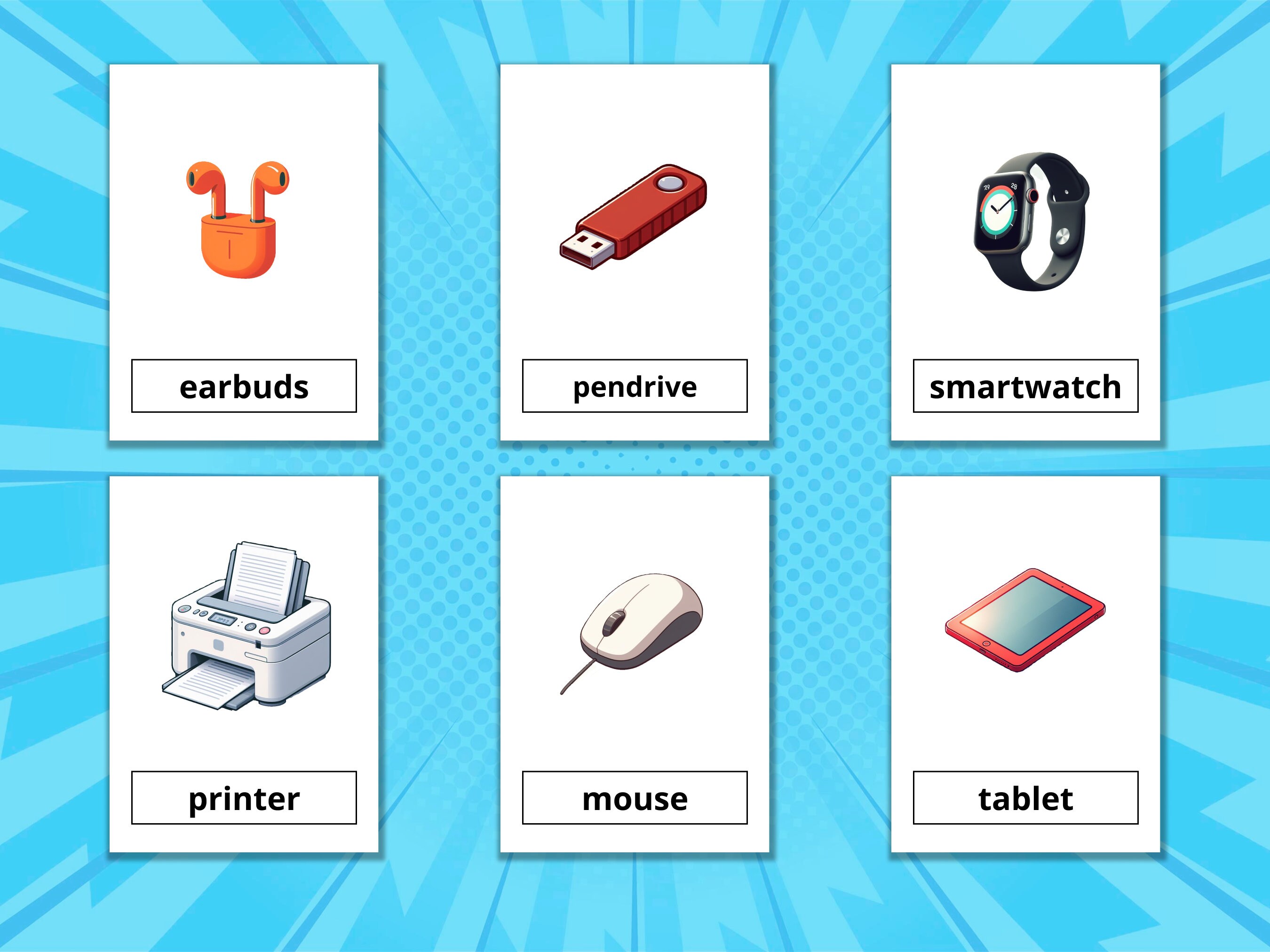 24 Digital Device Flash Cards Printable for Kids (montessori Cards ...